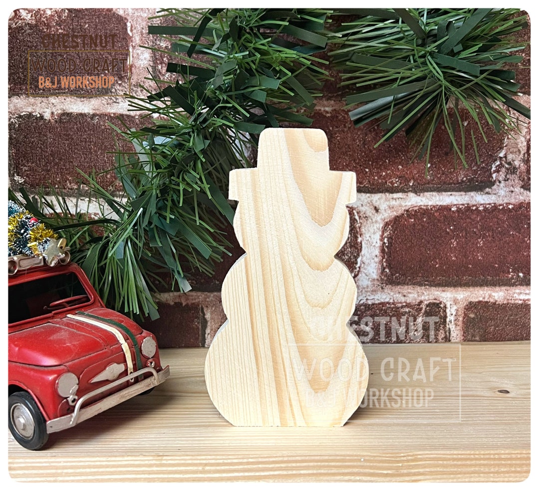 Wooden Snowman, Unfinished Wooden Shape for Craft, Woodworking Home ...
