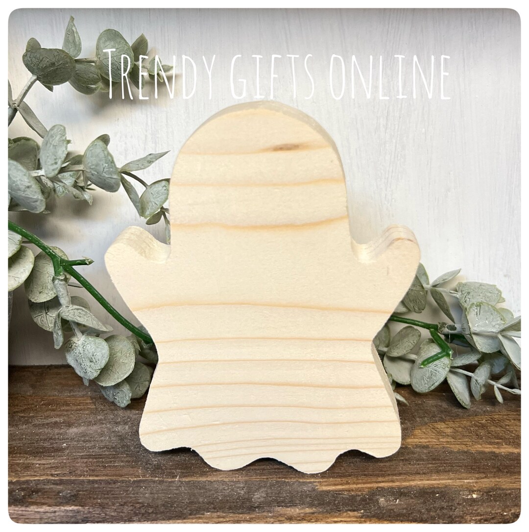 Unfinished Blank Wood Shape Ghost Woodworking Home Decor DYI Craft Home ...