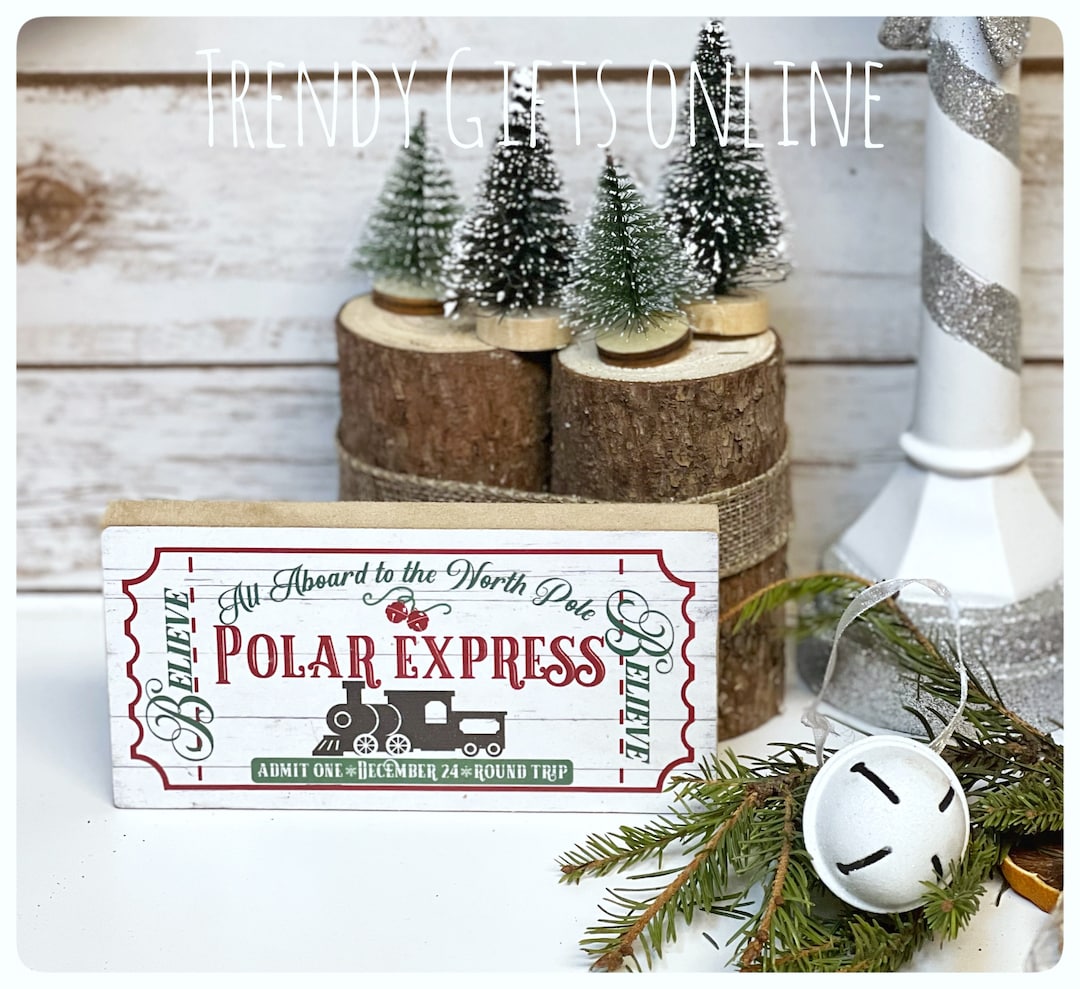 North Pole Polar Express Train Ticket Sign Tiered Tray Decoration ...