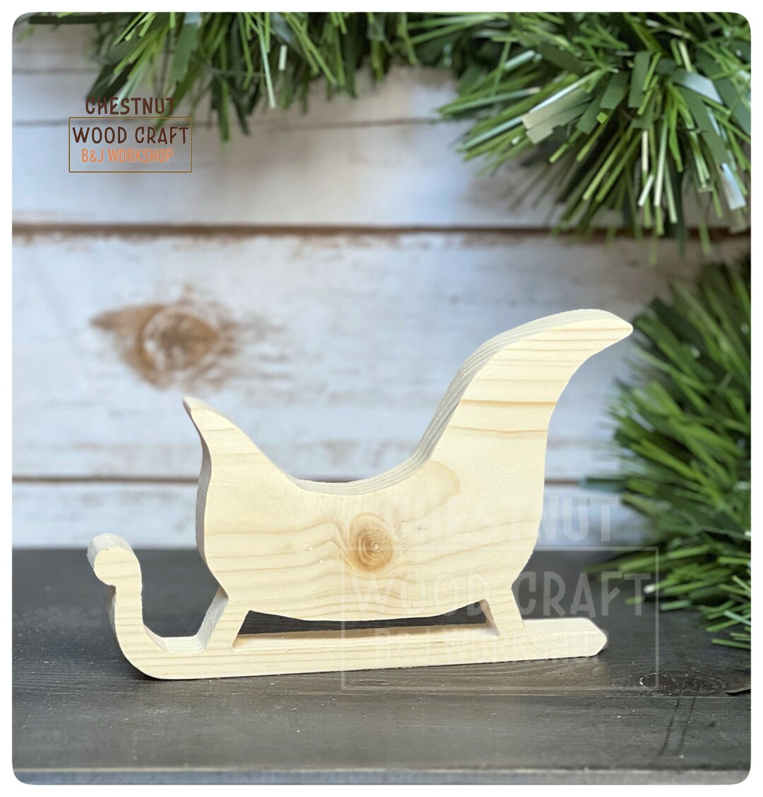 Wooden Santa's Sleigh Unfinished Craft Blank Wood Sign Shape ...