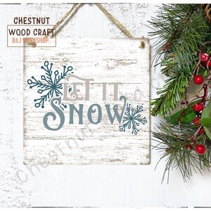 Christmas/winter Sign let It Snow Home Decor Square Sign Farmhouse ...