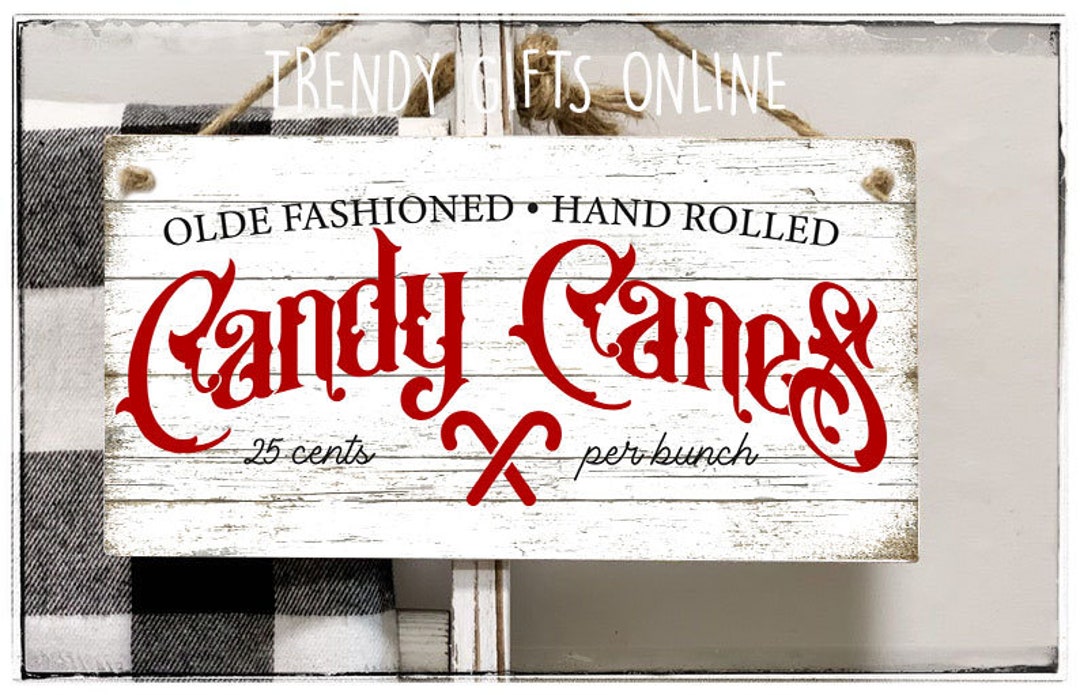 Candy Cane Sign Christmas Winter Tiered Tray Decoration Hanging Sign ...