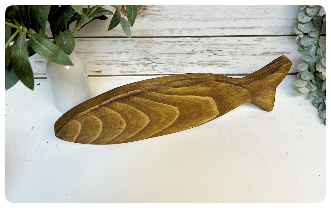 Large Wooden Fish Shape, 30 Cm Long, Hand Cutout, Rustic Decor, Pallet ...