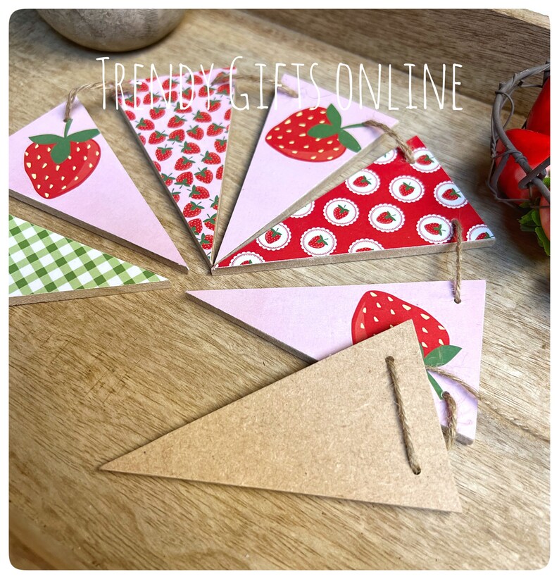 Summer Strawberry Wooden Bunting Flags Summer Home Decor - Etsy