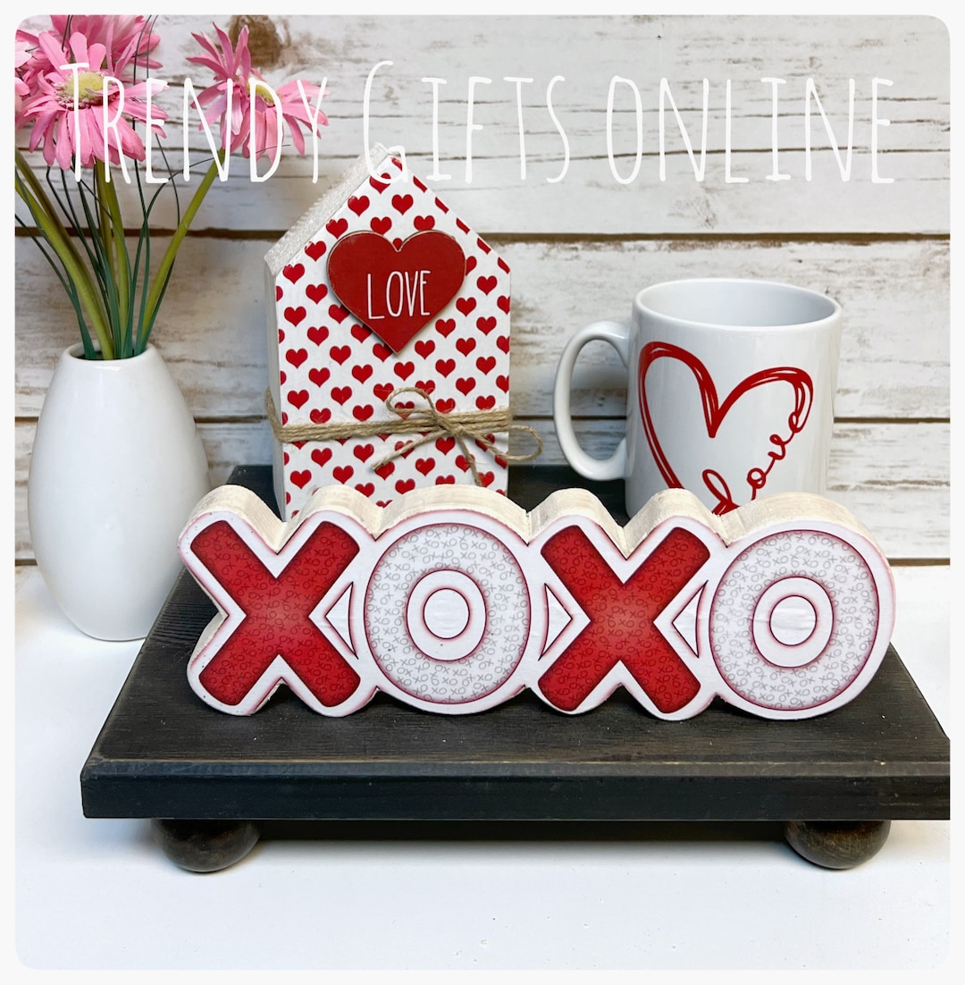 Handmade Wooden Xoxo Sign Valentine's Day Tier Tray Decor Love Wedding ...