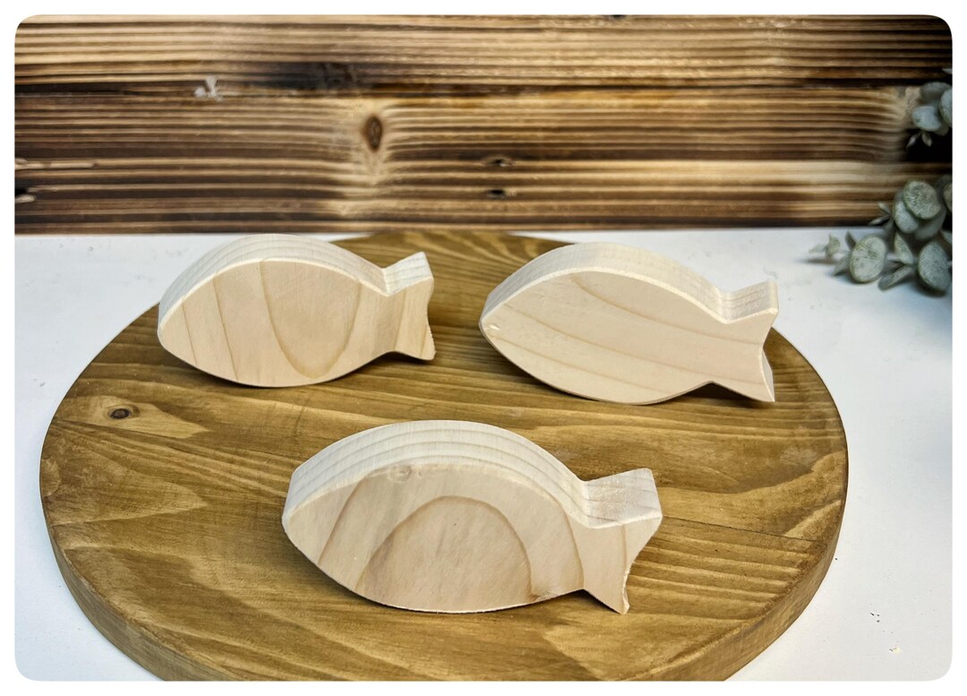 Handmade Mini Wooden Fish Set: Unfinished Rustic Decor - Etsy