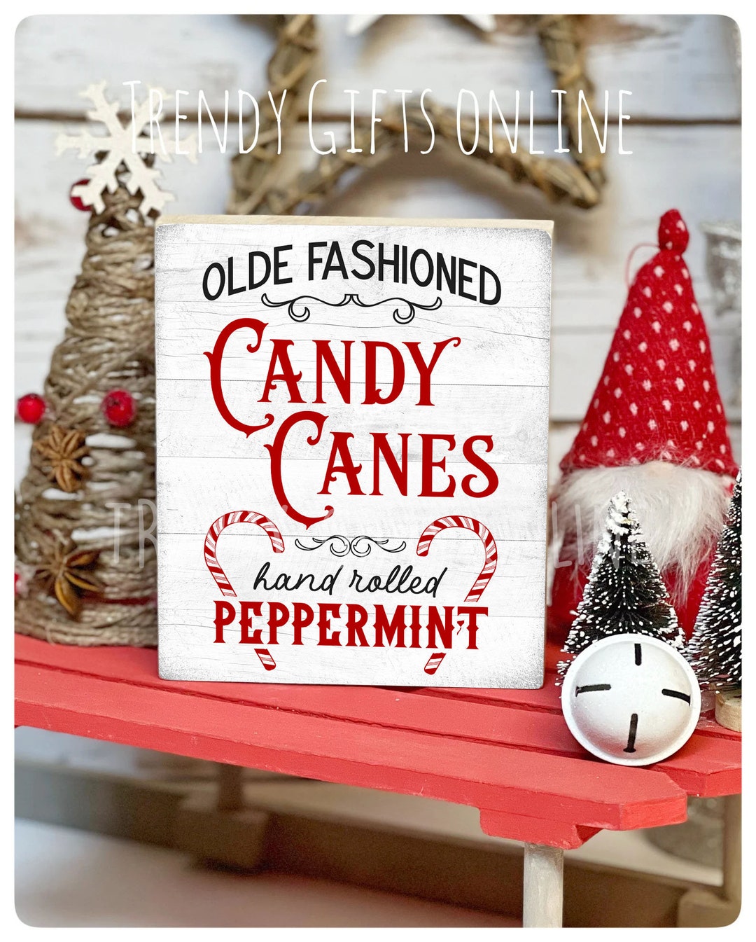 Old Fashioned Candy Cane Peppermint Sign Christmas/winter Home Tiered ...