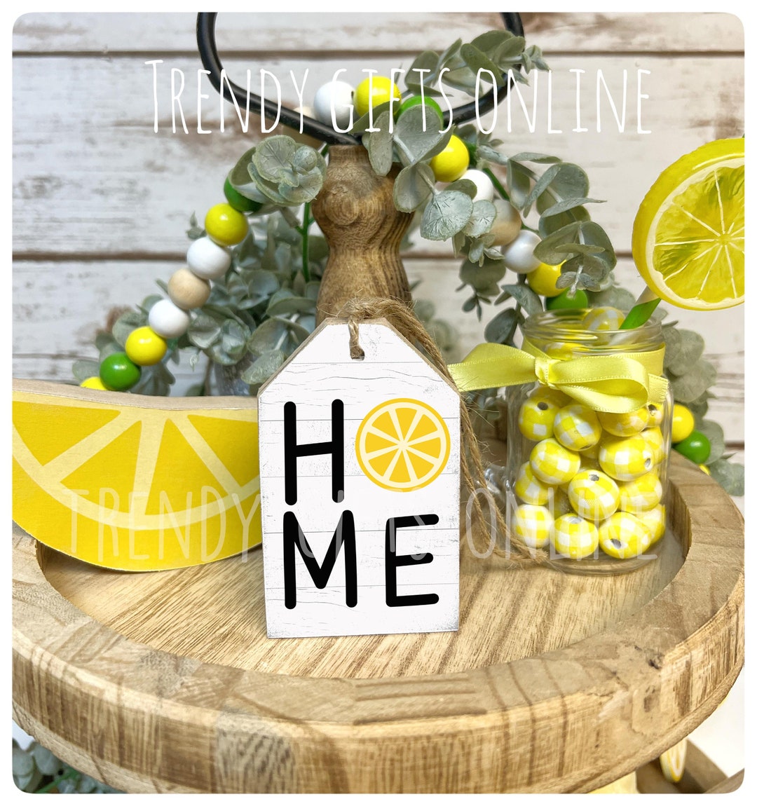 Summer Lemon Theme Wooden Gift Tag Label Tiered Tray Decor Summer Party ...