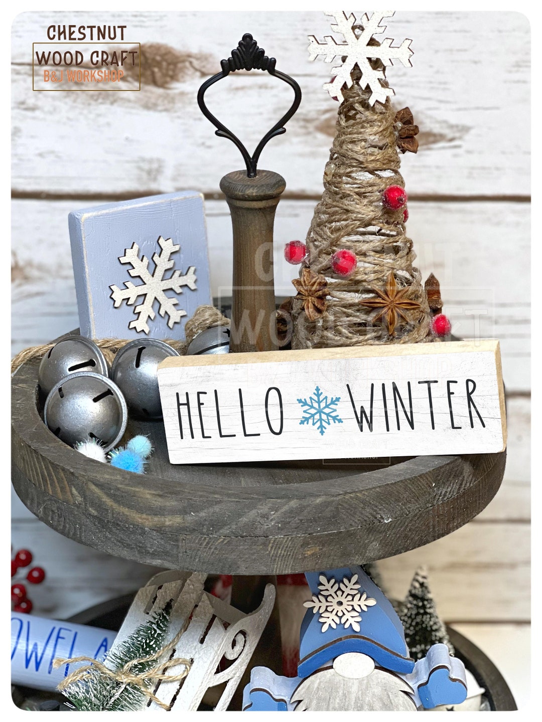 Hello Winter Mini Sign Christmas Winter Tiered Tray Decoration ...