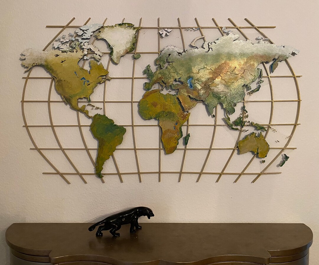 Geographic-political World Map - Etsy