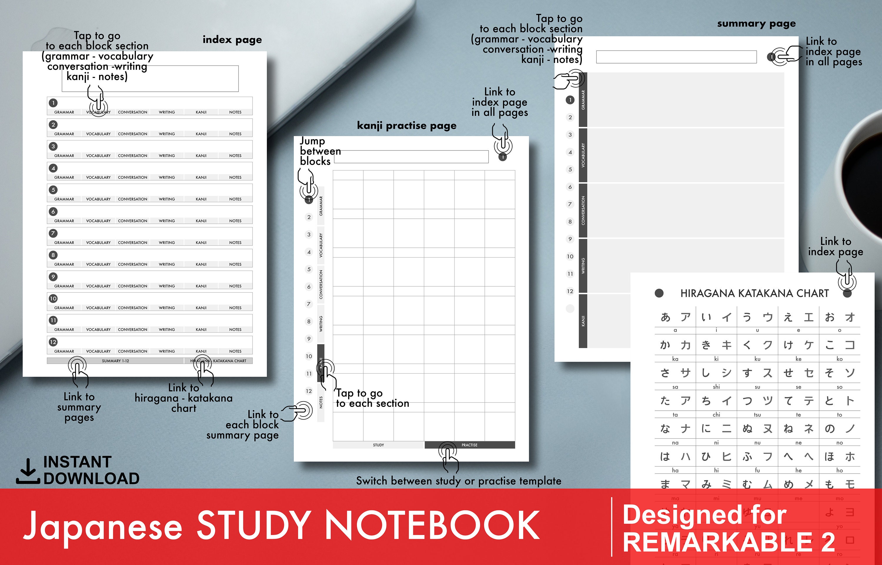 Japanese Study Notebook for Remarkable 2 - Etsy