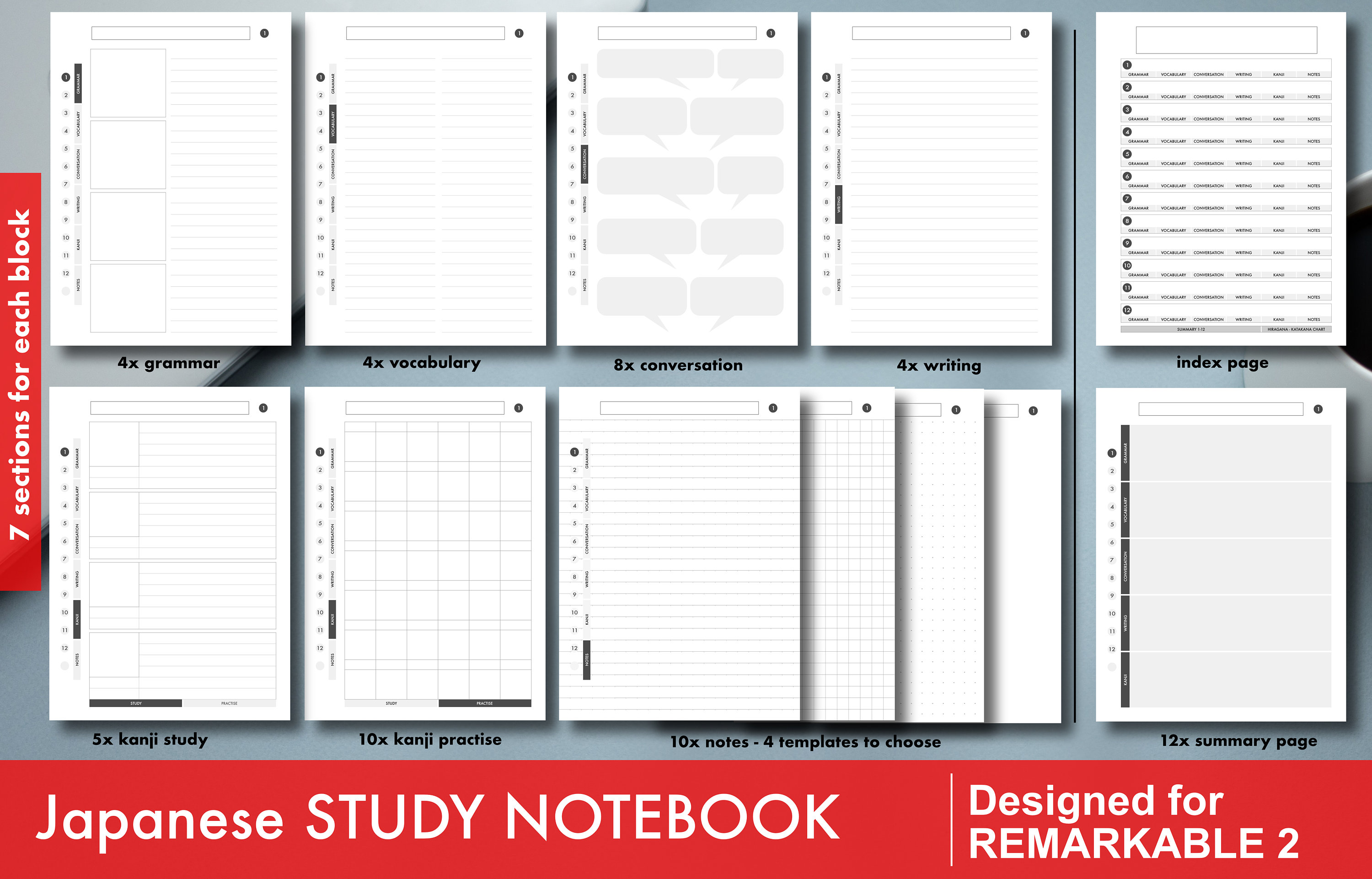 Japanese Study Notebook for Remarkable 2 - Etsy