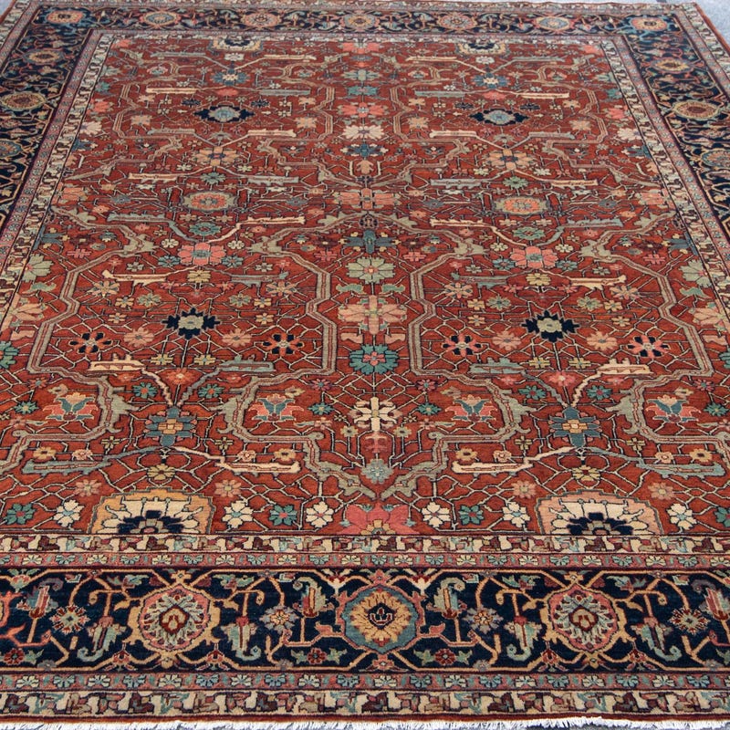 Red Navy Serapi Rug - Etsy