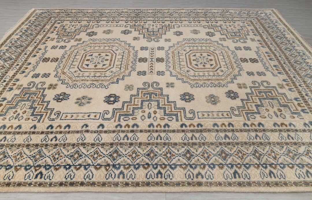 9x12 Vintage Persian Look Inspired Mamluk Cream Fine Quality Hand ...