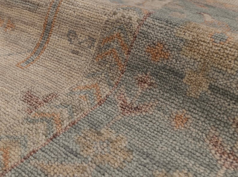 10x14 Oushak Rug Grey Beige Tree of Life Hand Knotted Soft Quality Wool ...