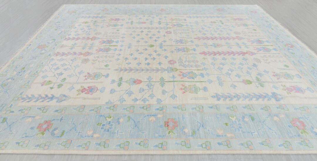 Persian Tree of Life Design Cream Blue High Quality Hand Knotted Soft ...