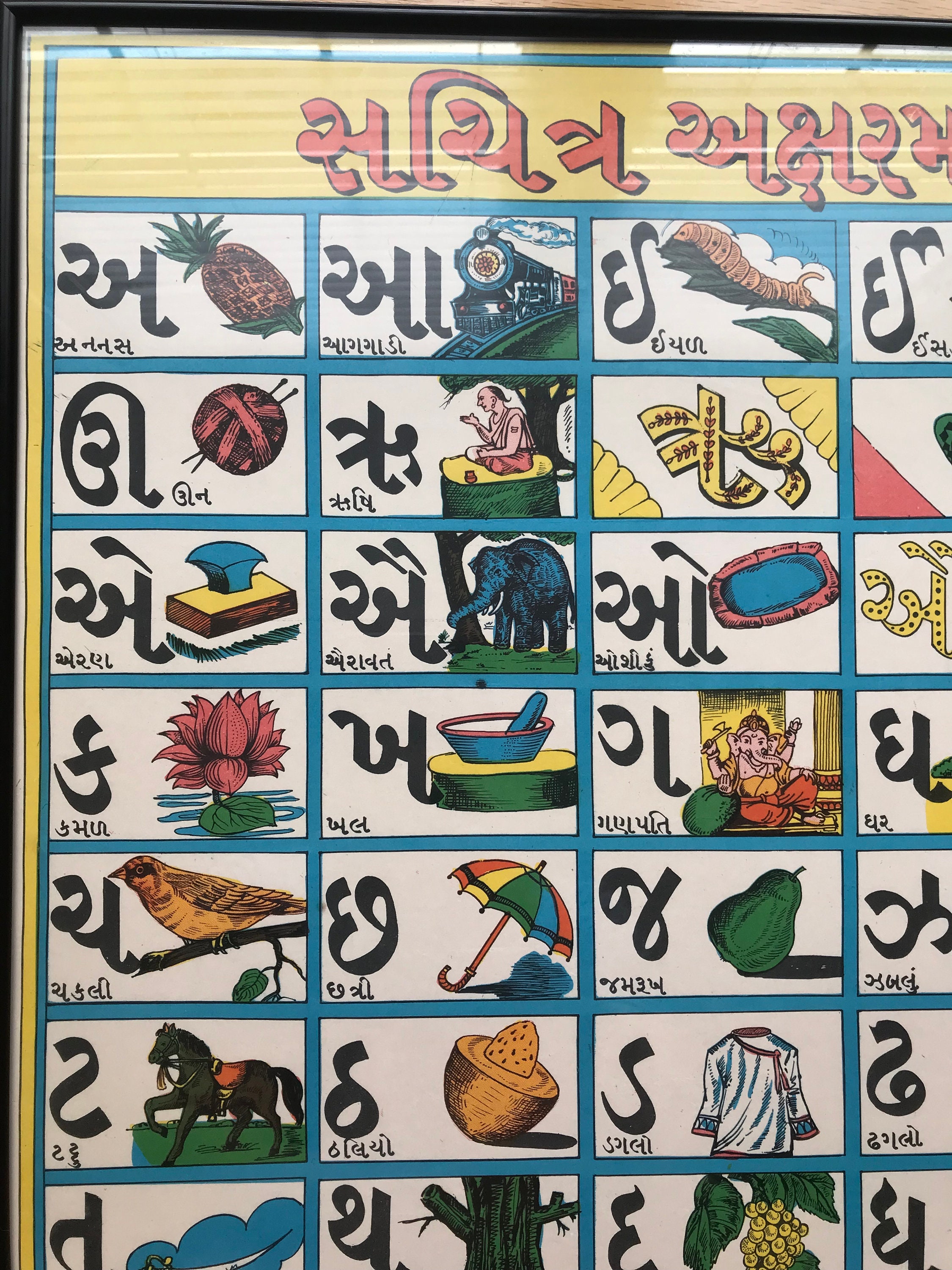 Vintage Hindi Alphabet/numbers Chart Poster! Beautifully Framed. - Etsy