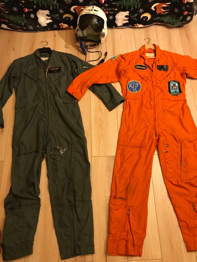 Vintage U.S. Navy Pilot Helmet PLUS Pilot Flight Jumpsuit & Flying ...