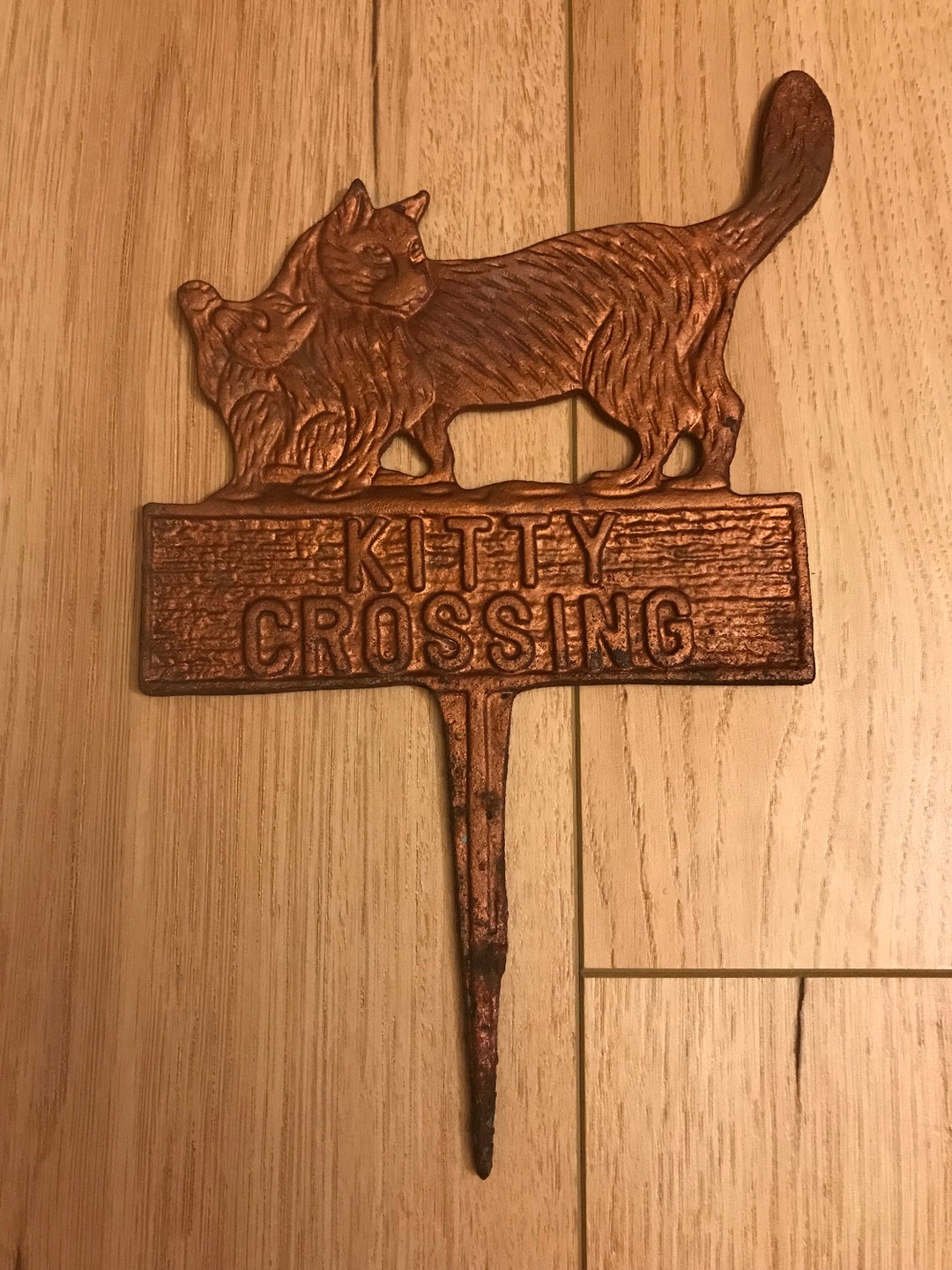 Kitty Crossing Sign - Cast Bronze Sign - 20th Century Relief Lettering ...
