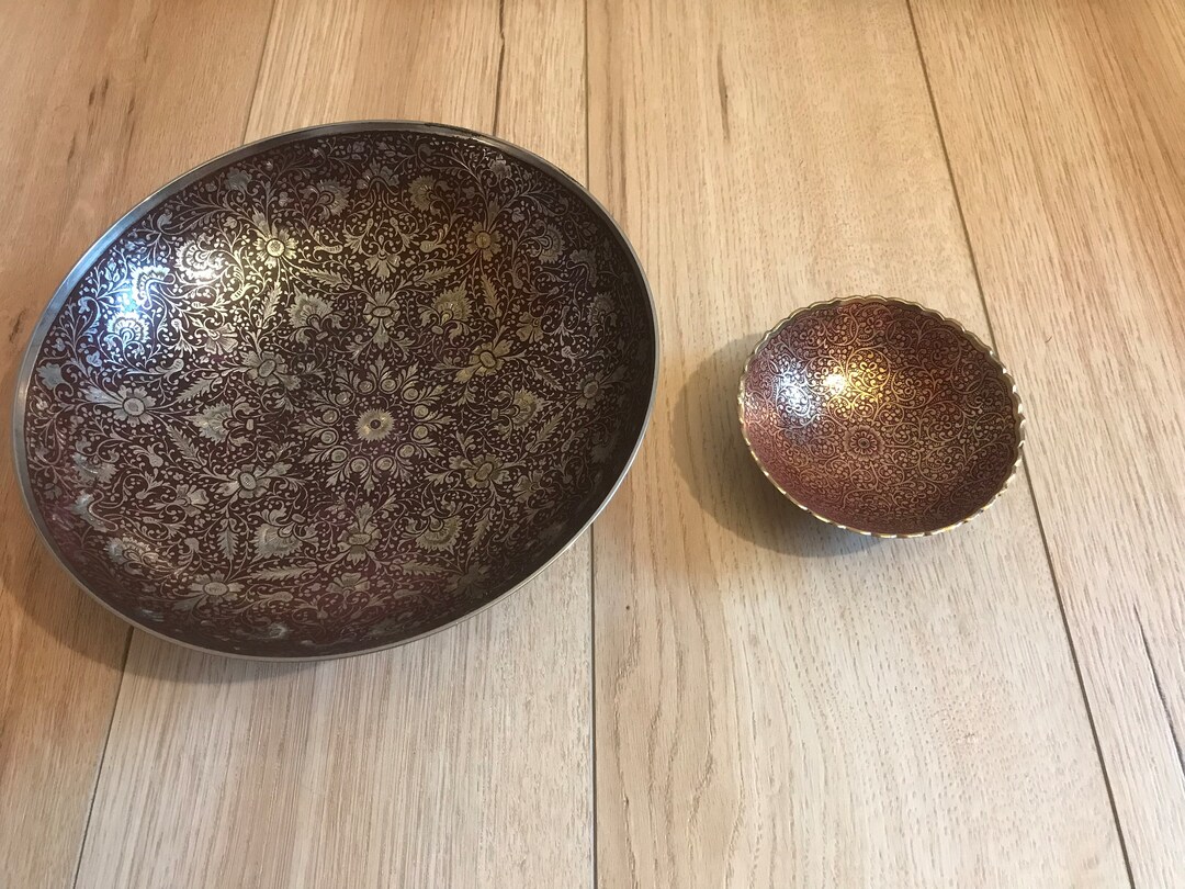 2 Beautifully Ornate, Embellished Vintage Indian Bowls! One Large and ...