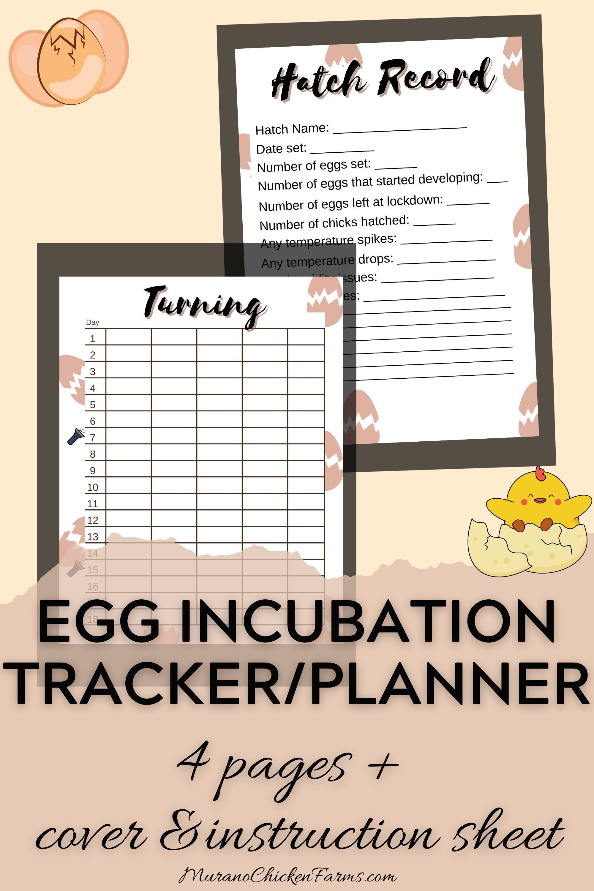 Egg Incubation Tracker, Chicken Keeping Printable, Chicken Planner, Egg ...