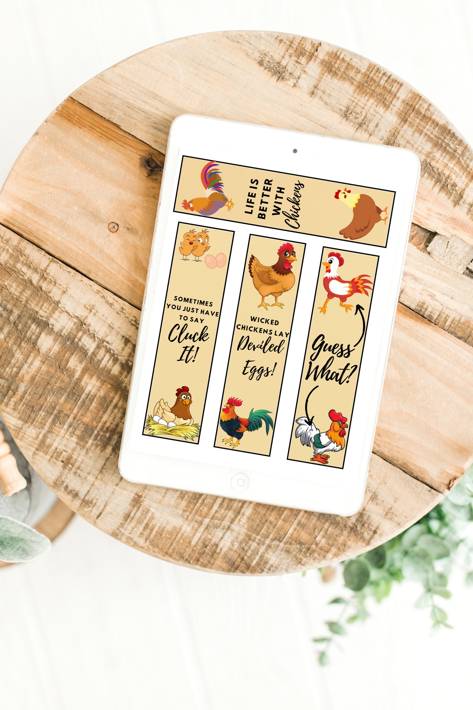 Chicken Bookmarks, Set of 8 Bookmarks, Printable Bookmarks, Chickens ...