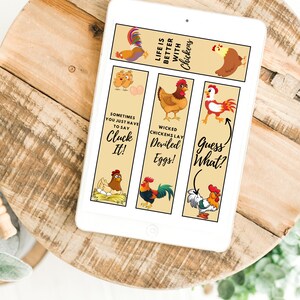Chicken Bookmarks, Set of 8 Bookmarks, Printable Bookmarks, Chickens ...