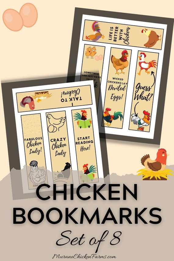 Chicken Bookmarks Set of 8 Bookmarks Printable Bookmarks | Etsy
