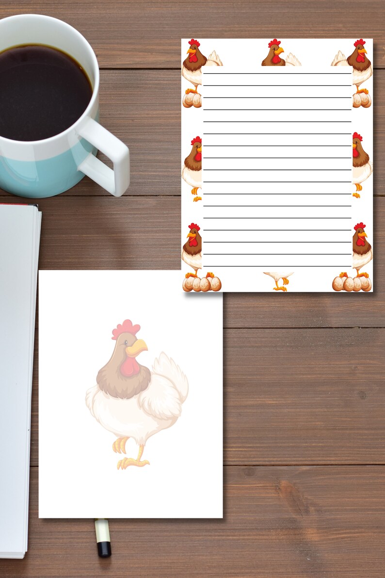 Printable Stationary Set, Set of 5, Chickens, Writing Set, Chicken ...