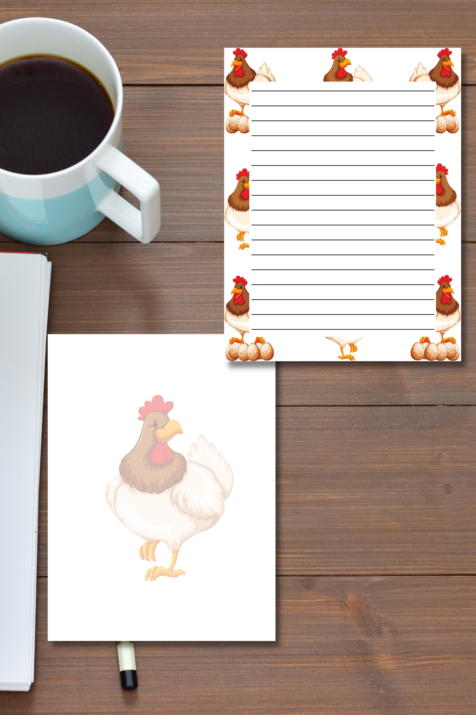 Printable Stationary Set, Set of 5, Chickens, Writing Set, Chicken ...