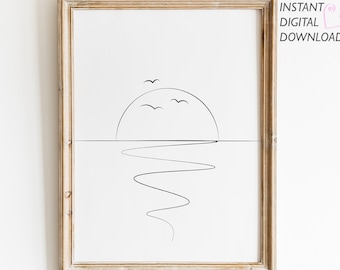 Sunset Line Art Printable - Etsy