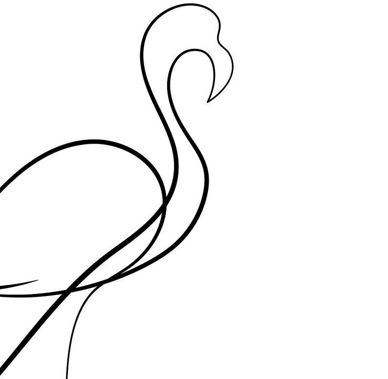 Flamingo Line Art Print, Printable Flamingo Art, Minimalist Line ...