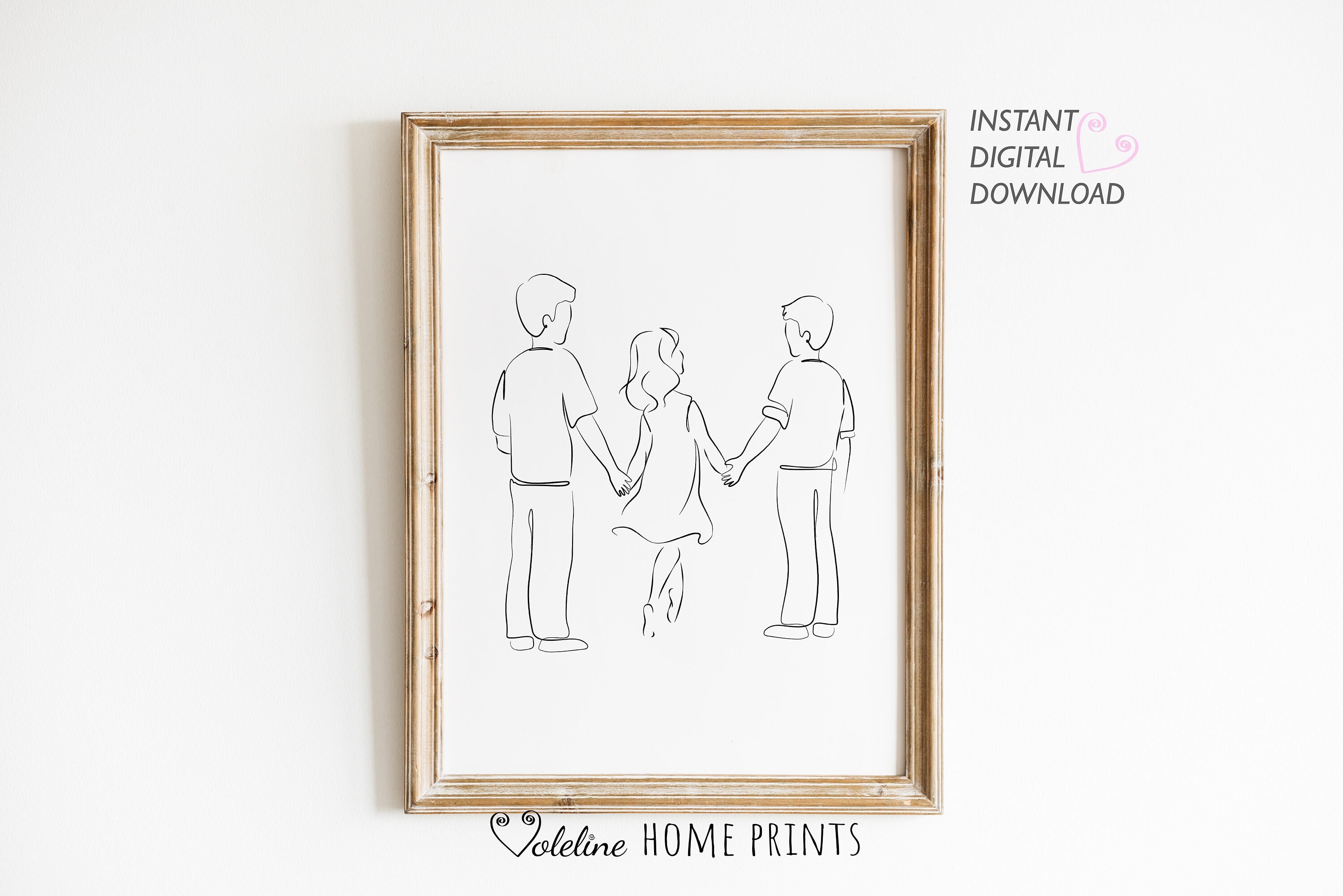 Siblings Line Art, Siblings Wall Art, Sister and Brothers Art ...