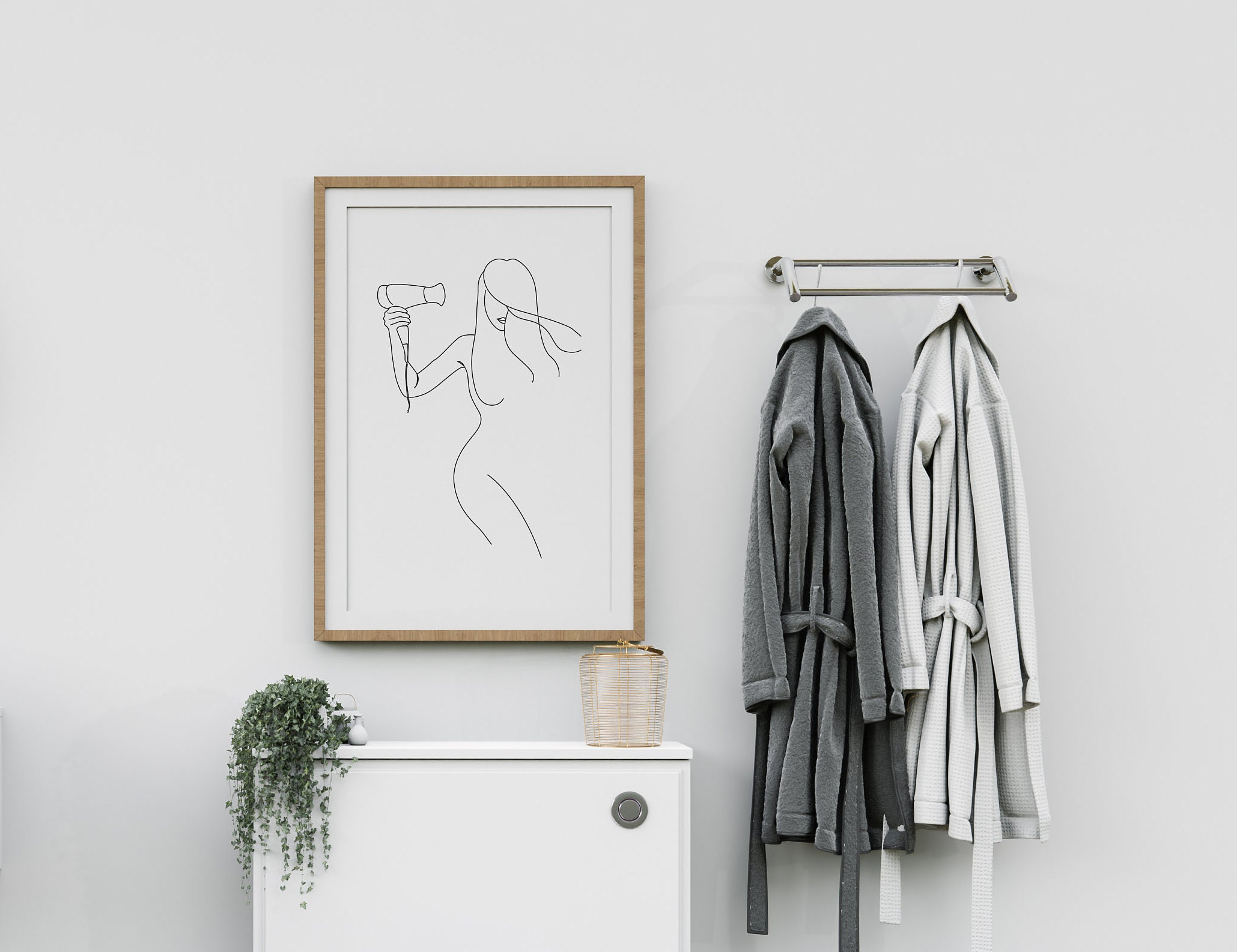 Woman Drying Hair Woman Body Line Art Printable Minimalist - Etsy