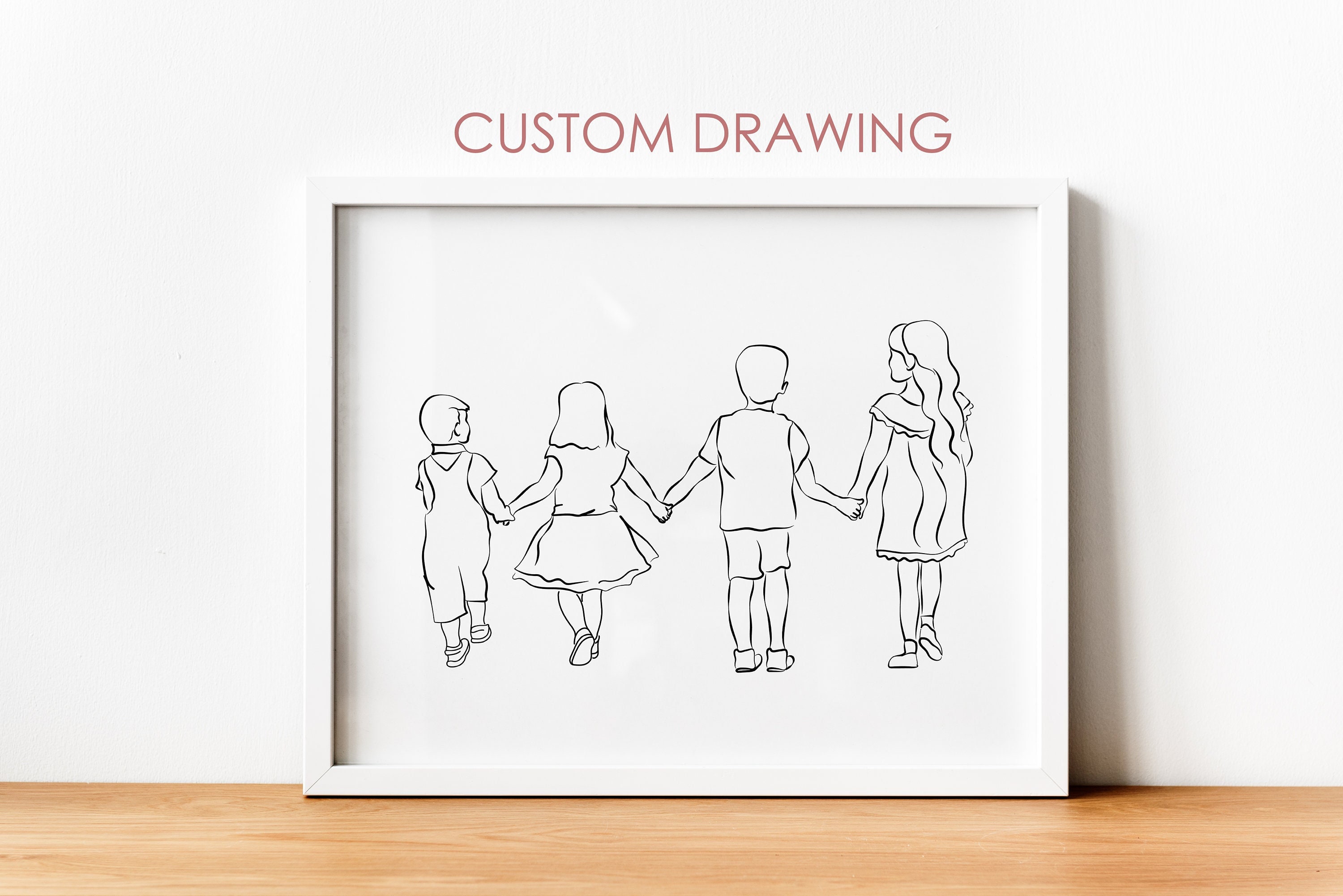 Siblings Custom Line Drawing, Gift for Siblings, Personalizable Line ...