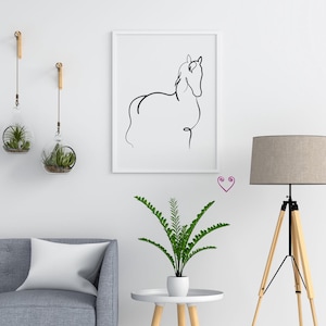 Horse One Line Drawing, Minimalist Horse Line Art, Race Horse Drawing ...