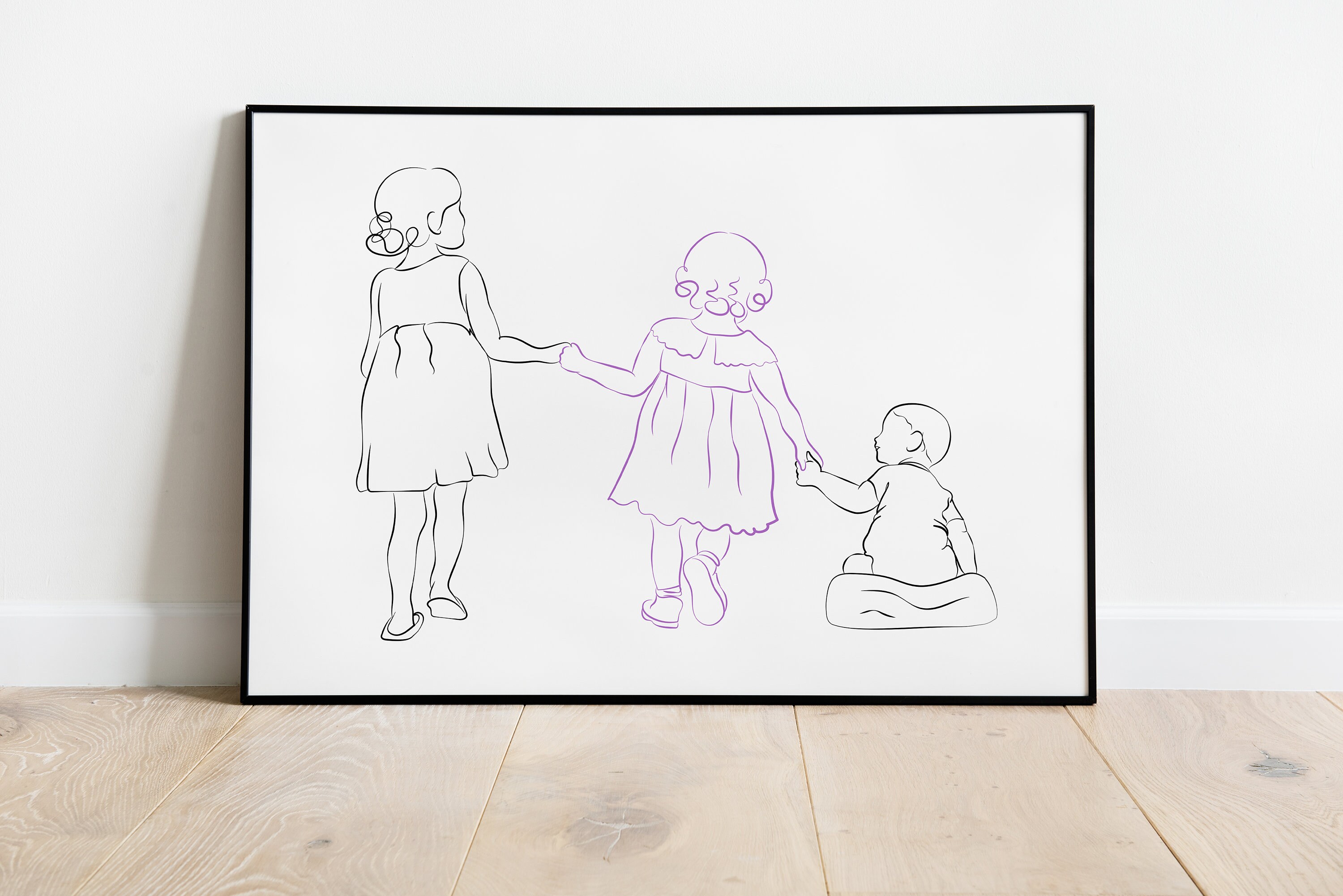 Siblings Custom Line Drawing, Gift for Siblings, Personalizable Line ...