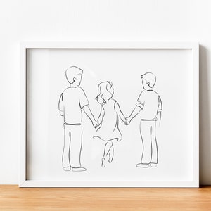 Siblings Custom Line Drawing, Gift for Siblings, Personalizable Line ...