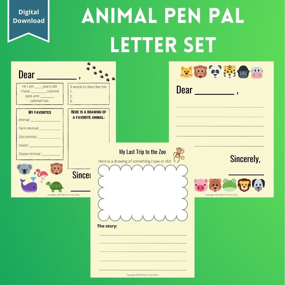 Pen Pal Letter Set | Animal Theme | Letters With Friends and Family ...