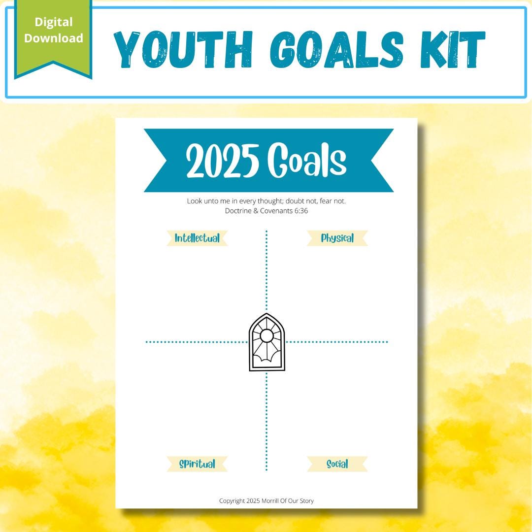 Youth Goals Kit | LDS Young Women Men Goal Setting | 2025 Youth Theme ...