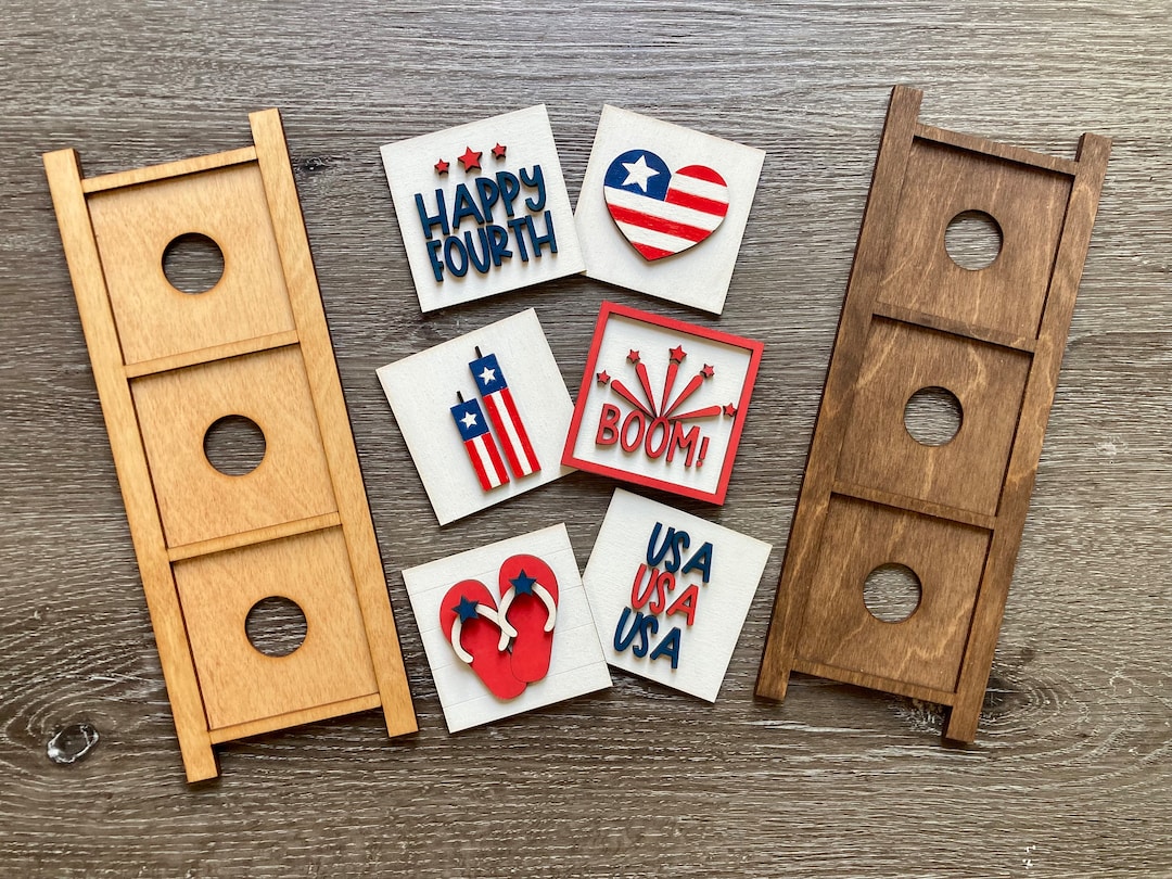 PATRIOTIC Leaning Ladder MINI With Interchangeable Tiles Patriotic ...