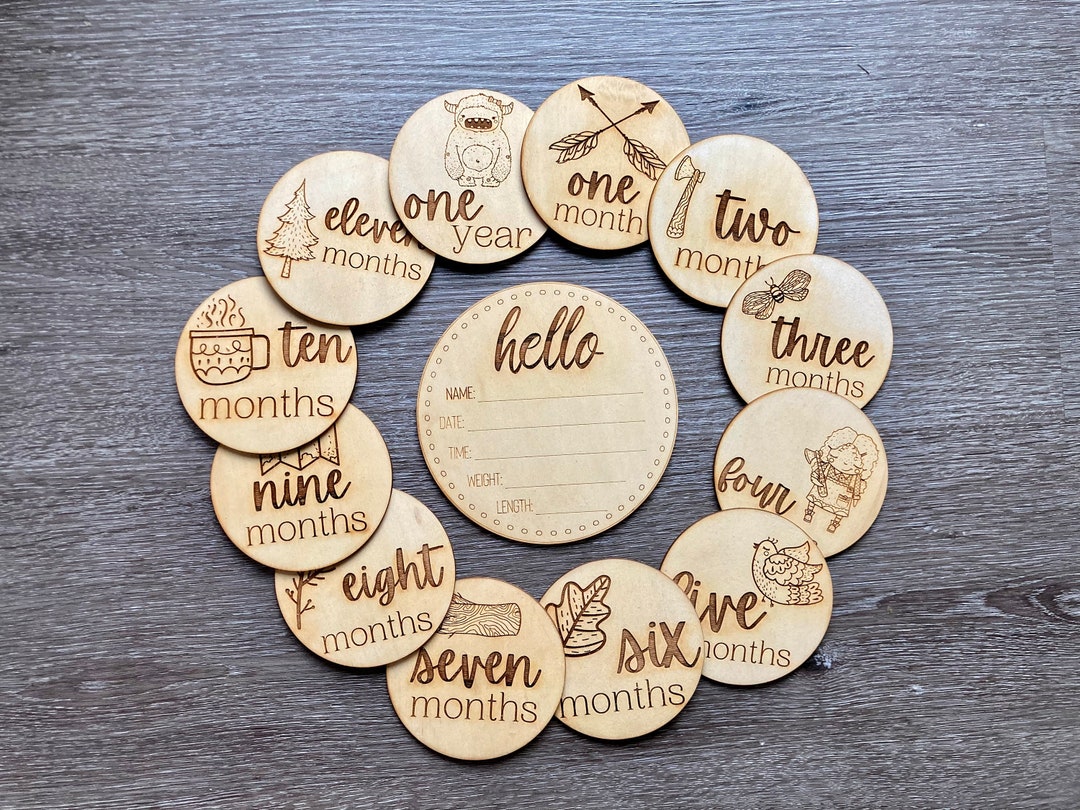 Monthly Milestone Rounds Baby Month Discs Monthly Pictures Woodland ...