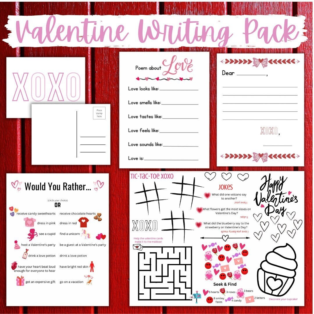 Valentine Writing Pack | Stationery Set | Writing Activities ...