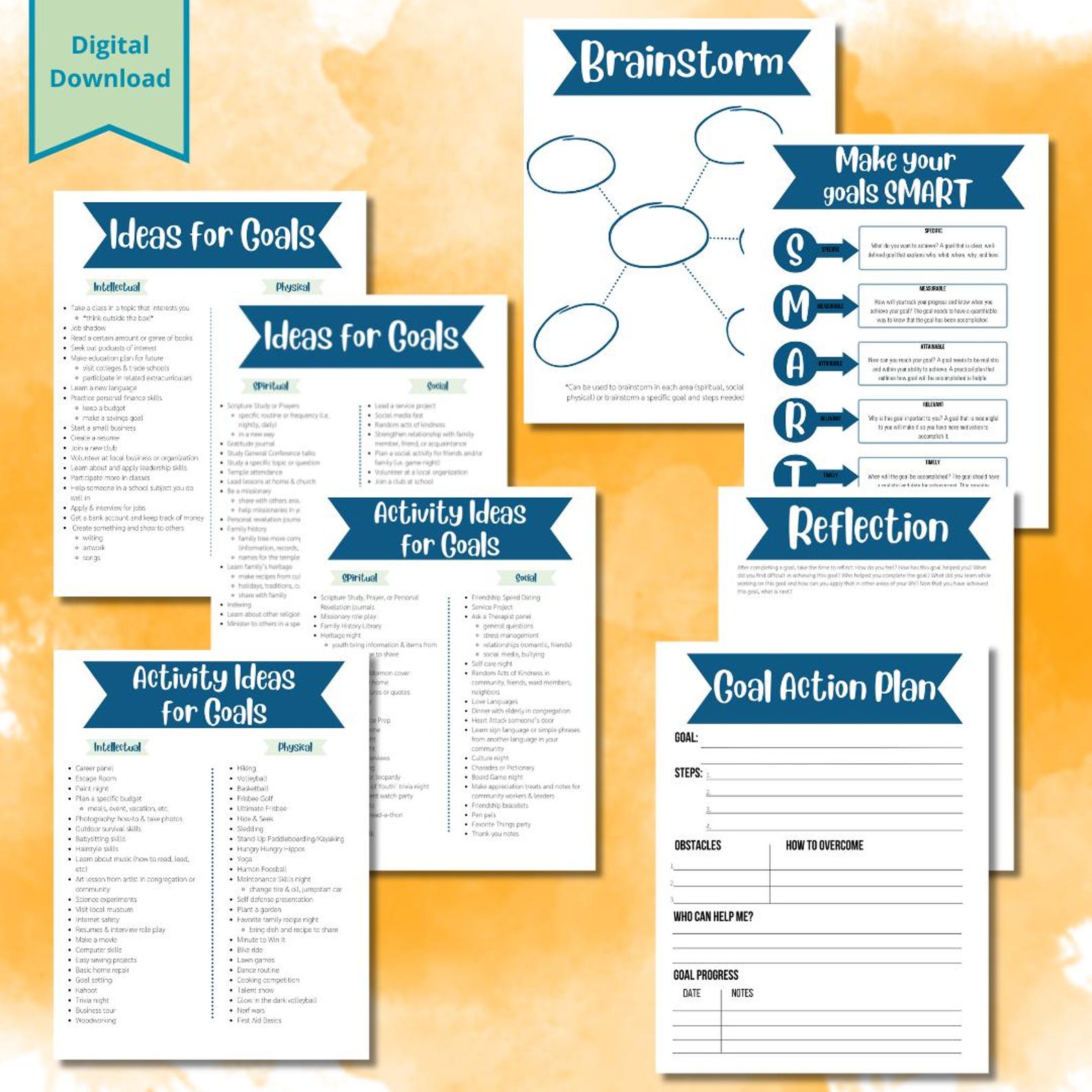 Youth Goals Kit | Church of Jesus Christ Young Women Men Goal Setting ...
