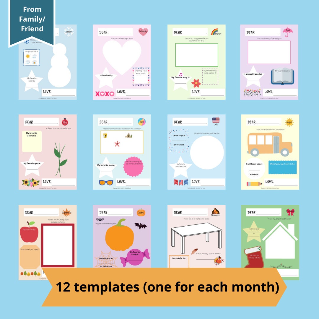 Pen Pal Kit: Ages 3-6 Monthly Letters With Grandparents | Etsy