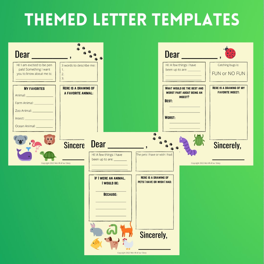 Pen Pal Letter Set | Animal Theme | Letters With Friends and Family ...