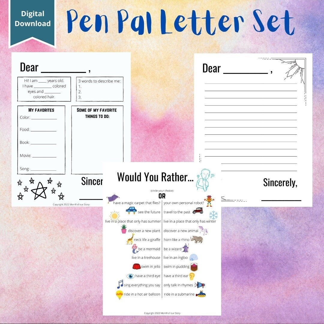 Pen Pal Letter Set | Letters With Friends and Family | Letter and Game ...