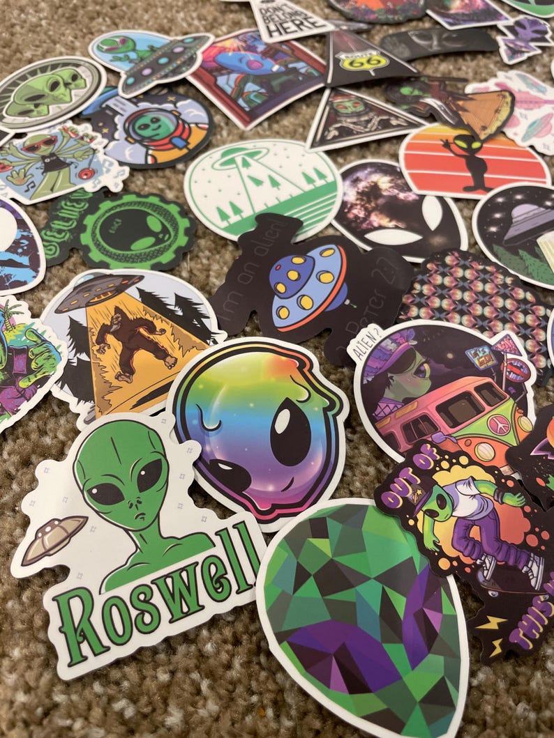 Mystery Alien Sticker Pack — Random Selection of 10 Unique Art Stickers ...
