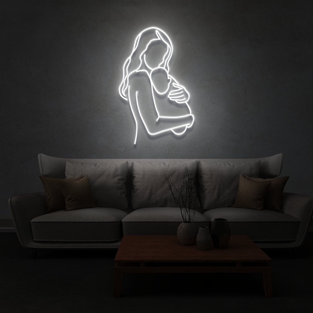 Mother and Baby Neon Sign, Maternal Art LED Neon, Madonna Neon Light ...