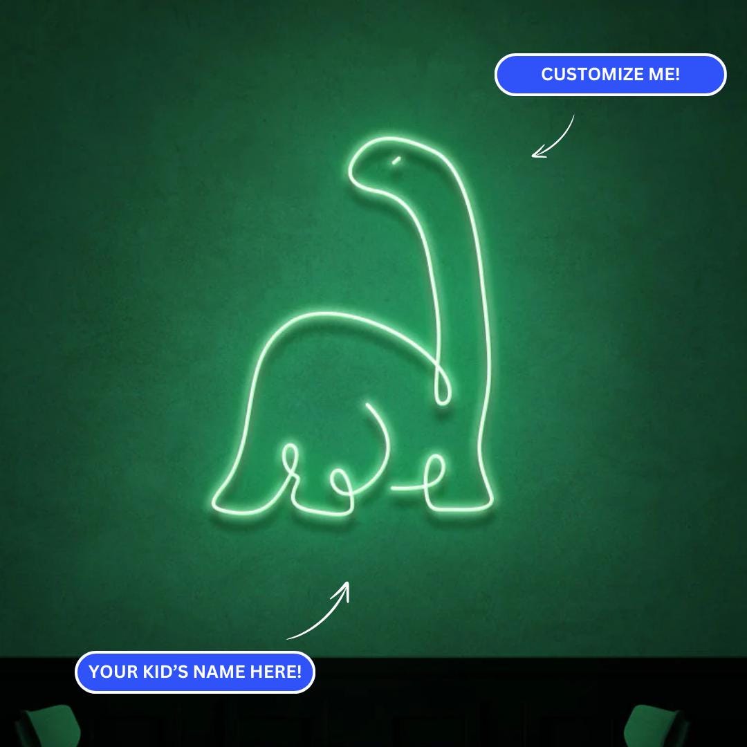 Dinosaur Neon Sign, Brontosaurus Light, Diplodocus LED Sign, Dinosaur ...